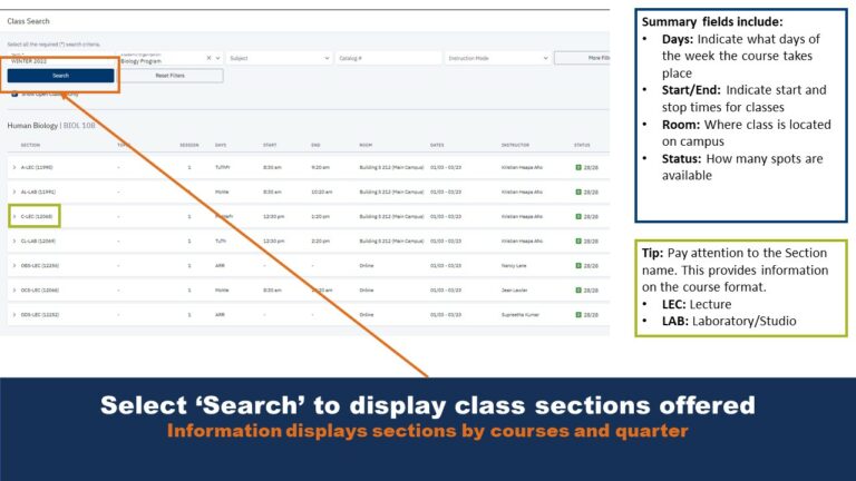 ctcLink for Students Class Search Tutorial – ctcLink at BC