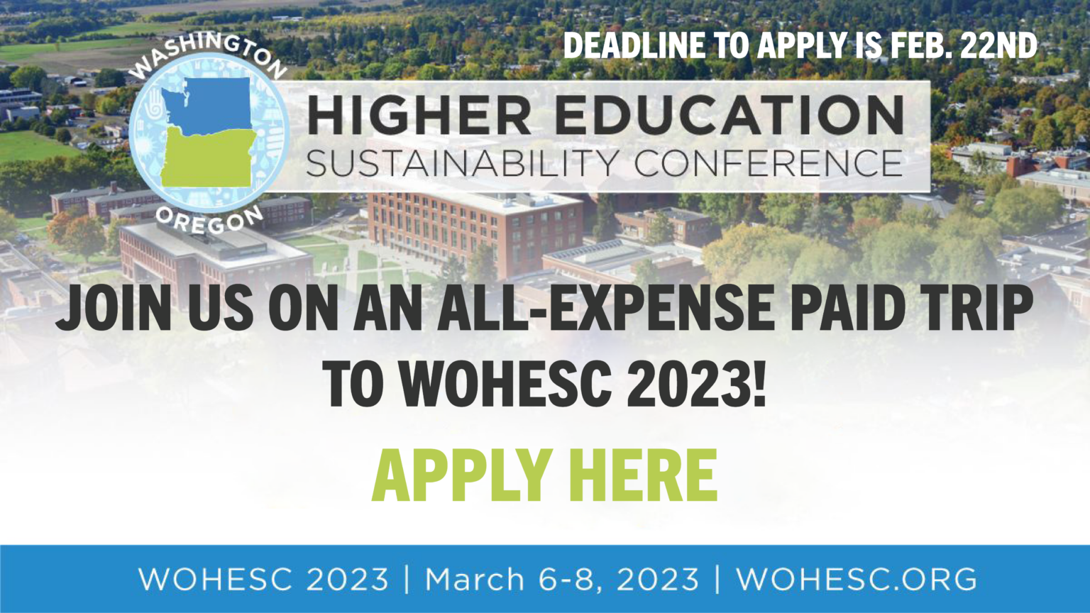 JOIN US ON AN ALL-EXPENSE PAID TRIP TO WOHESC 2023! APPLY HERE! :: Sustainability