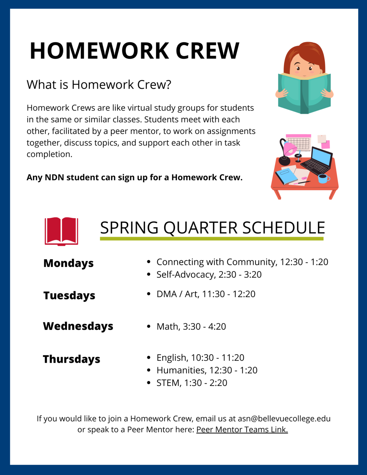 Ask A Peer Mentor, Homework Crew, & Work Areas on Campus ...